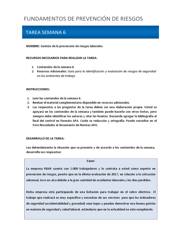 S6_ Tarea | PDF | Seguridad y salud ocupacional
