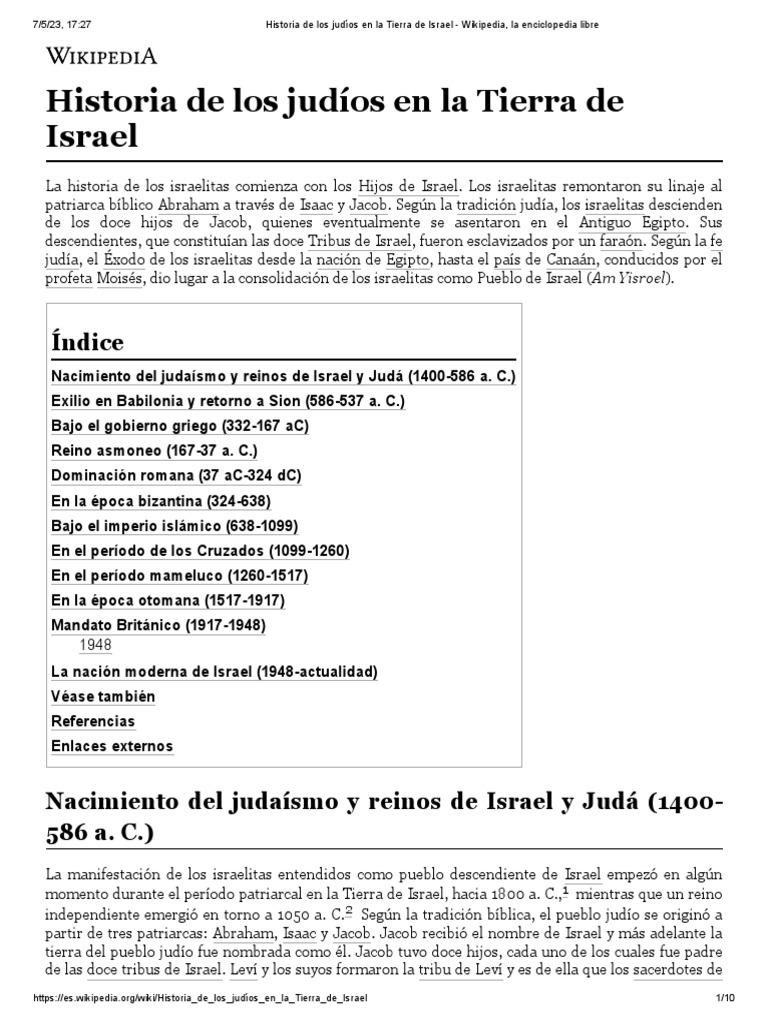 Historia de Los Judíos en La Tierra de Israel - Wikipedia, La ...
