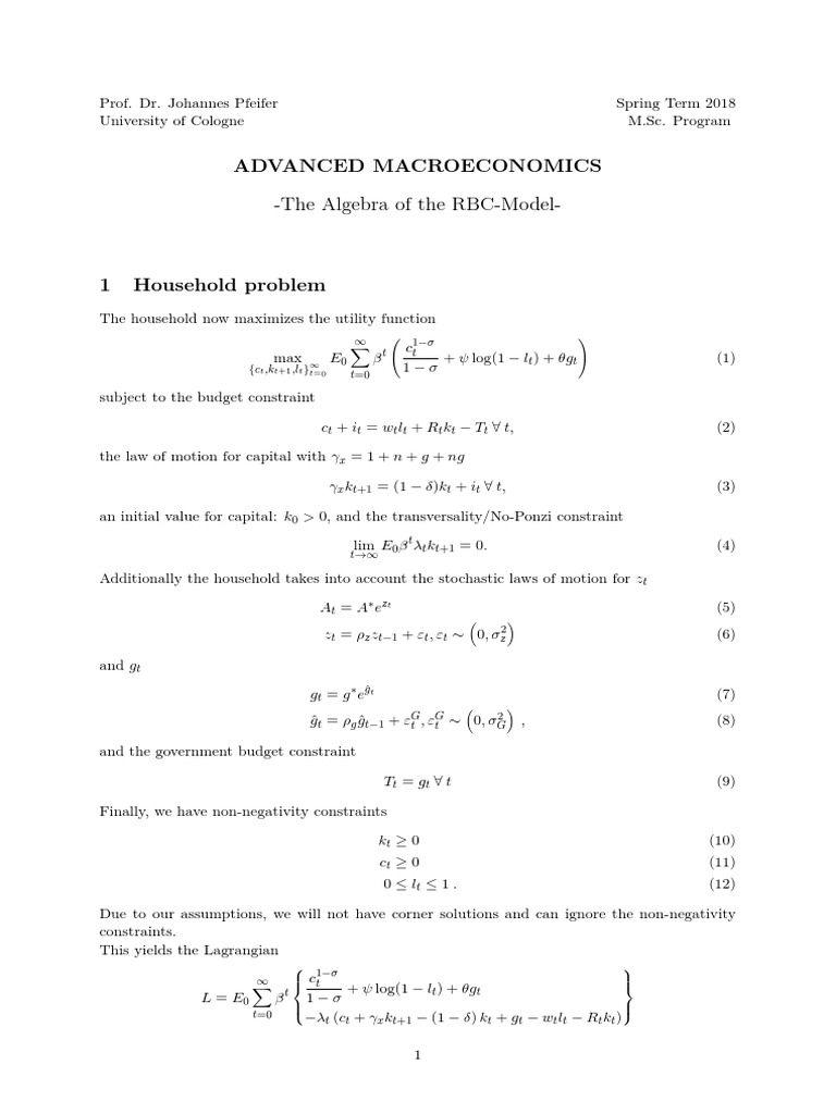 Handout RBC Model PDF | PDF