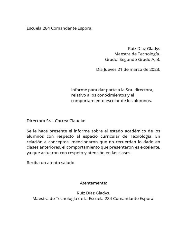Informe Escuela 284 PDF | PDF