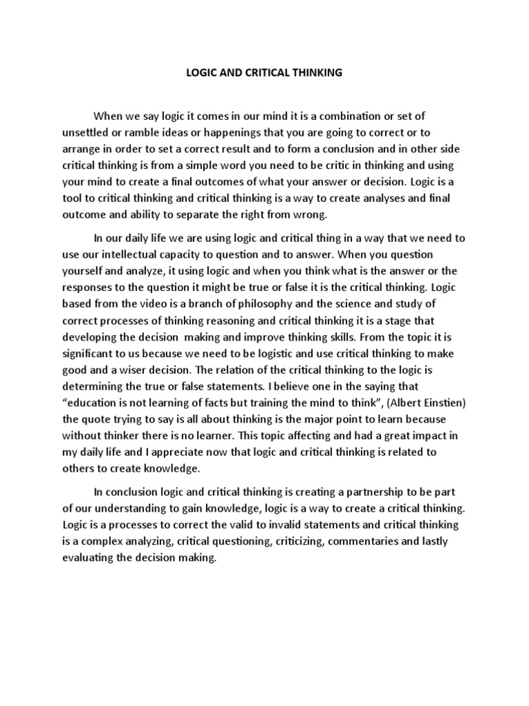 Logic and Critical Thinking | PDF