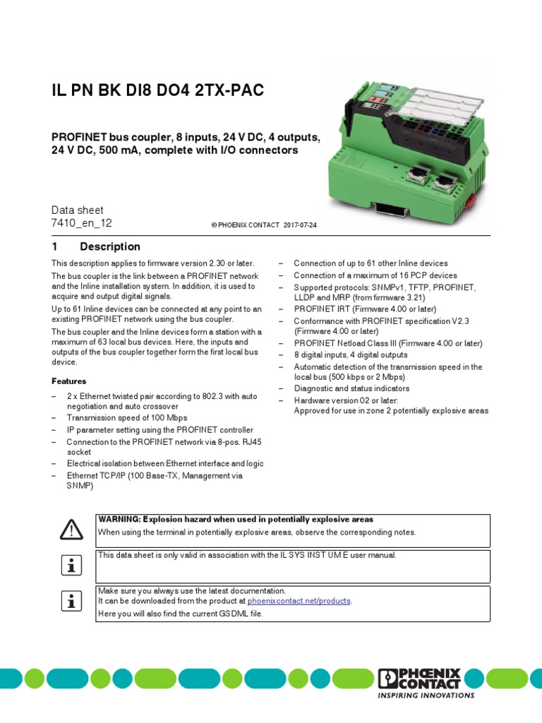 DB en Il PN BK Di8 Do4 2tx-Pac PDF | PDF