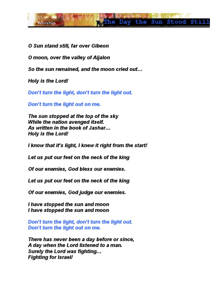 The Day the Sun Stood Still Poem | PDF