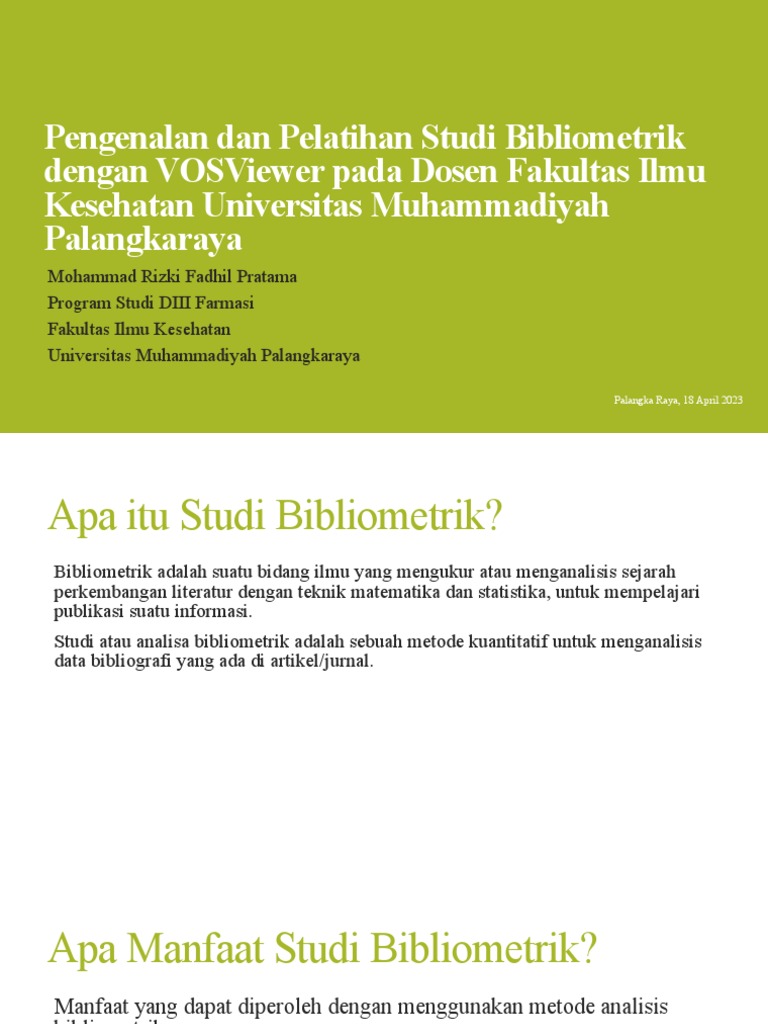 Pengenalan Dan Pelatihan Studi Bibliometrik Dengan VOSViewer Pada ...
