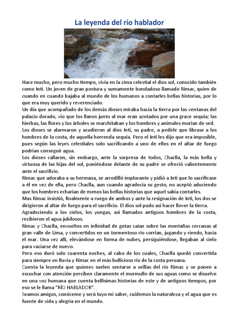 La Leyenda Del Río Hablador | PDF
