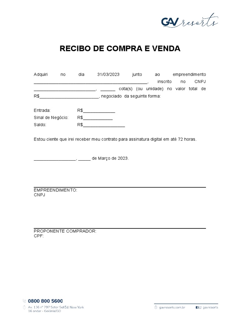 RECIBO DE COMPRA E VENDA 24-09 (1) | PDF