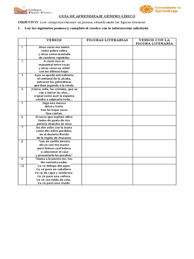 Guía de Figuras Literarias Lírico | PDF