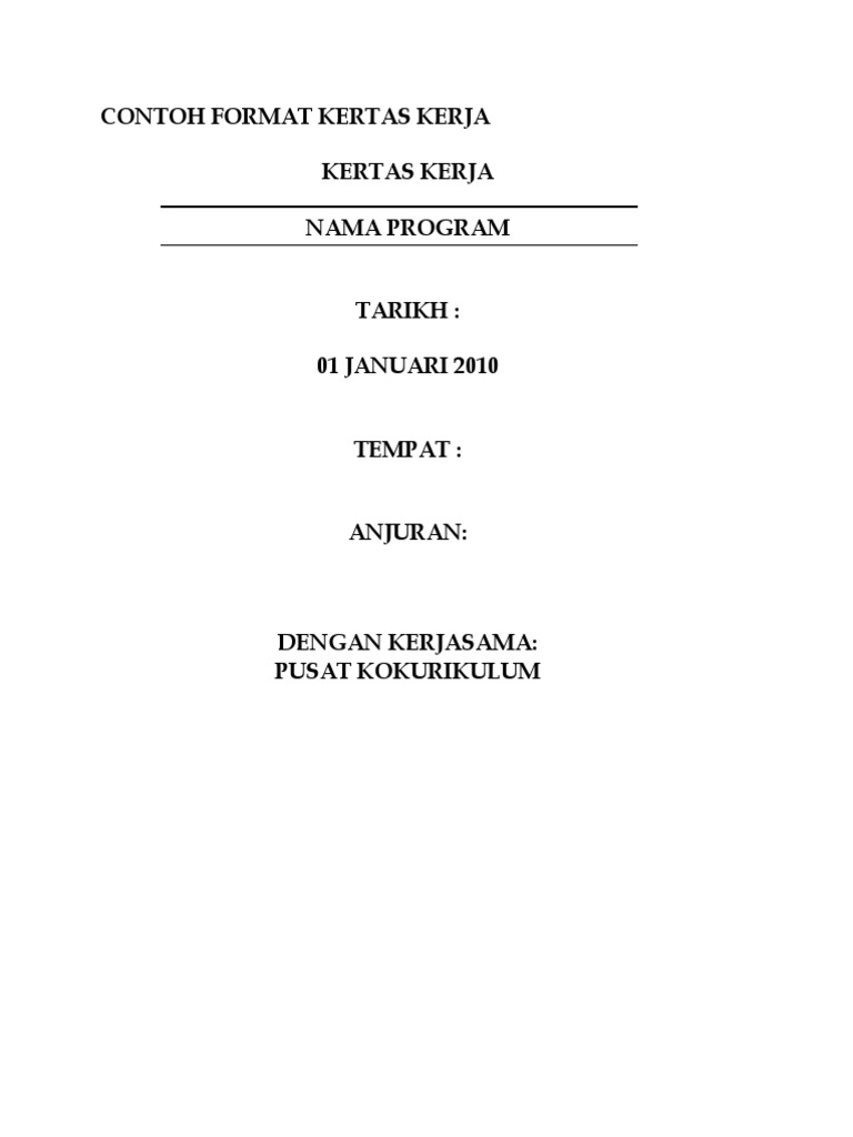 Contoh Format Kertas Kerja Program | PDF