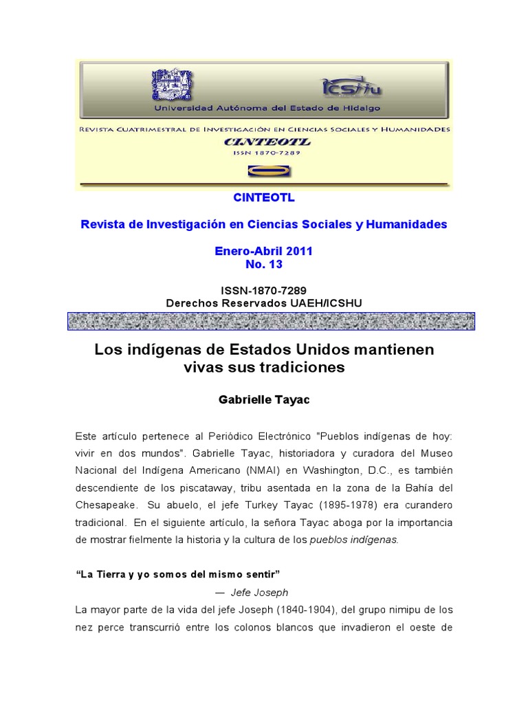 Cinteotl-13-HISTORIA-Los Indigenas de Estados Unidos | PDF | Historia