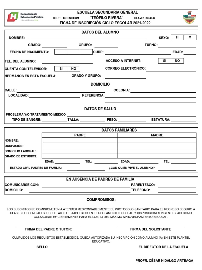 Formato para Inscripcion - 21-22 PDF | PDF