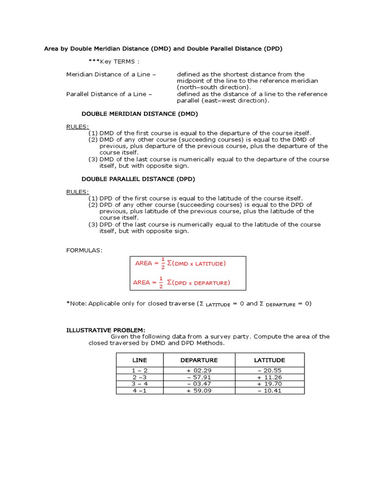 Calculating Area of a Closed Traverse Using Double Meridian Distance (DMD) and Double Parallel ...