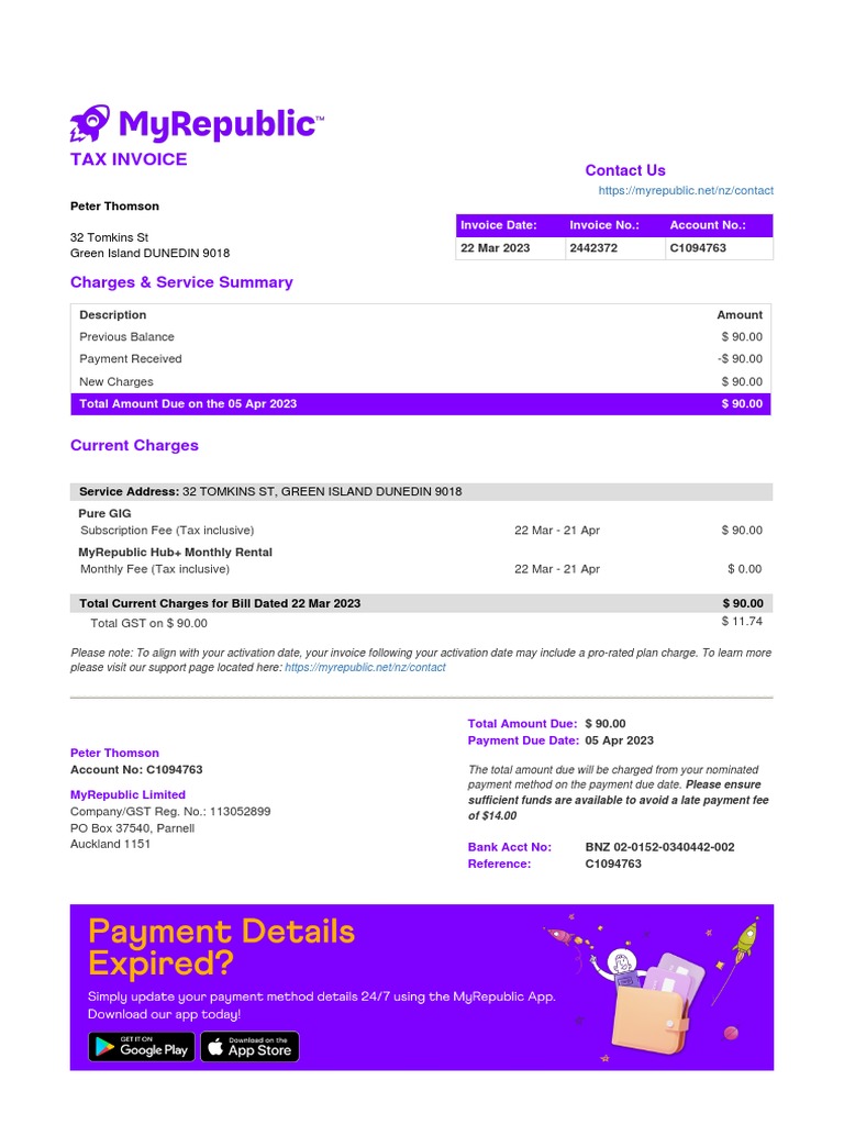 Tax Invoice: Charges & Service Summary | PDF