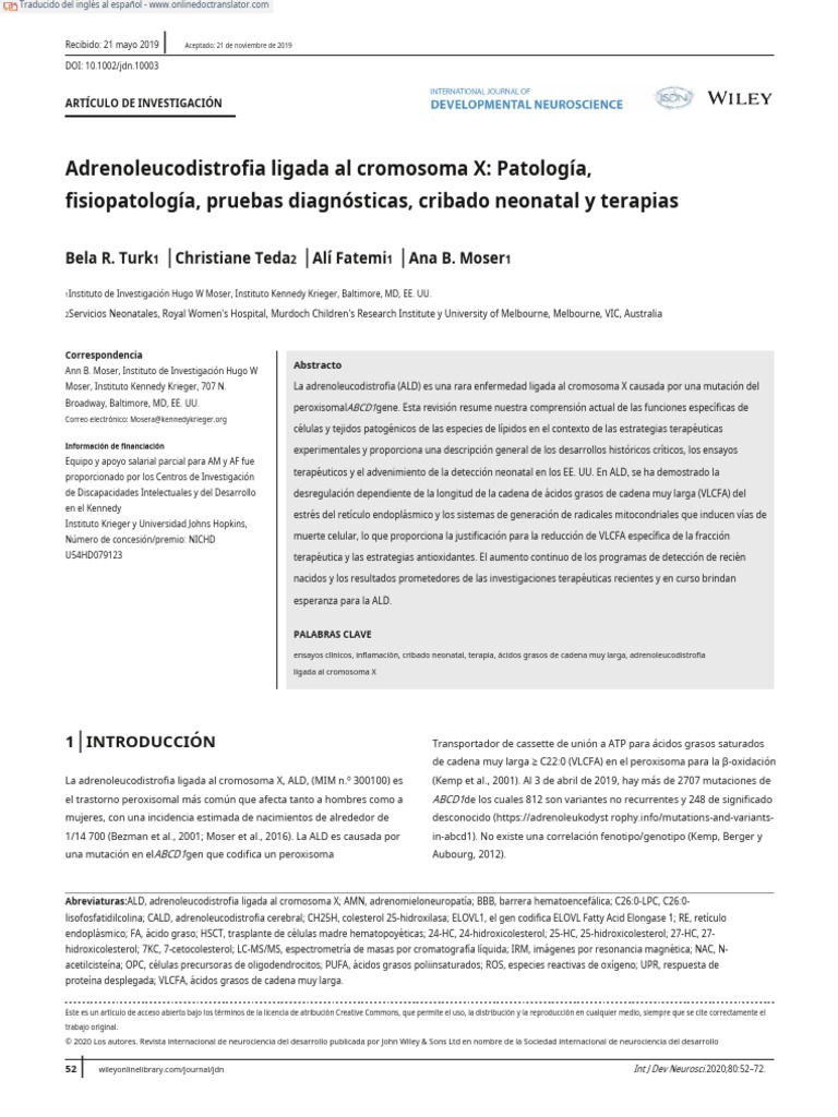 X-Linked Adrenoleukodystrophy Pathology, Pathophysiology - En.es PDF ...