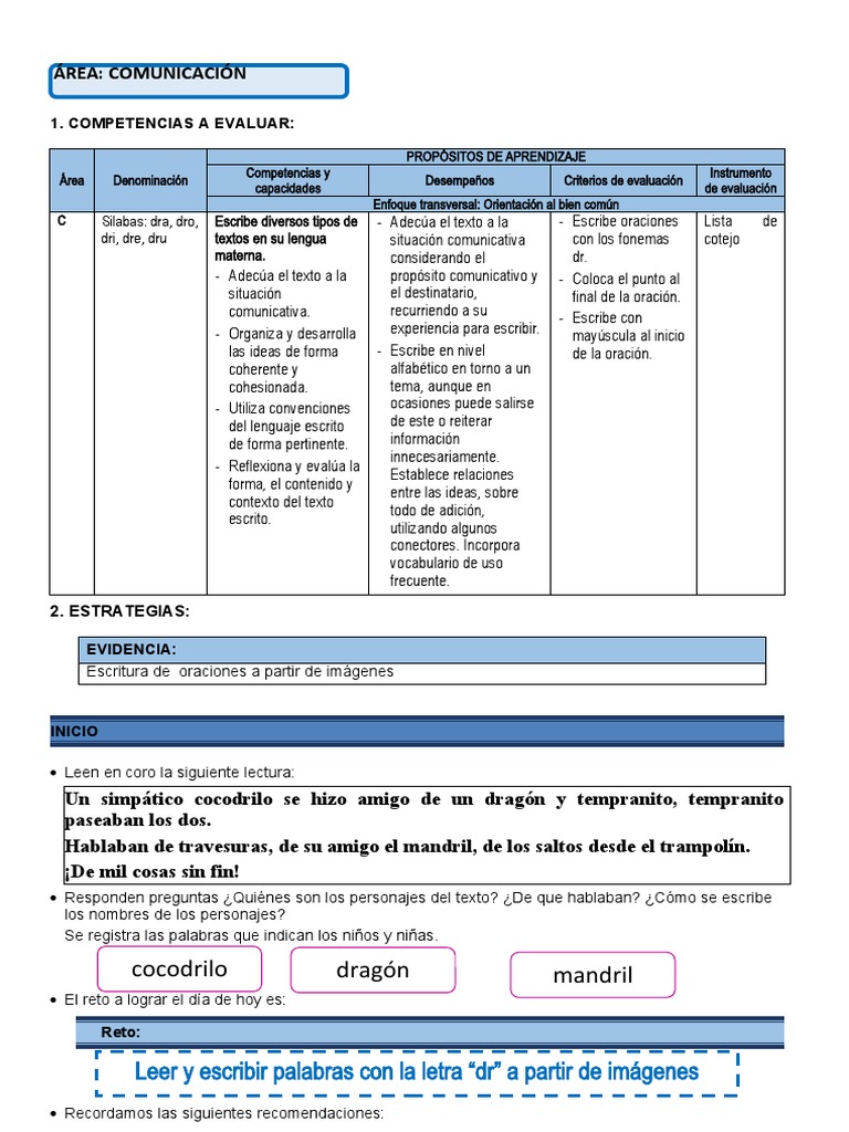 29-11-22 SESION COmunicacion - Silabas Dra Dre Dri | PDF
