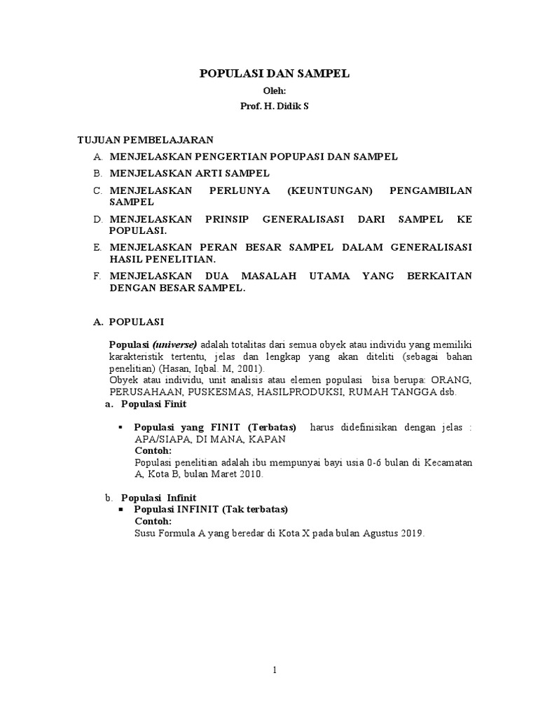 POPULASI DAN Sampel-Prof Didik | PDF