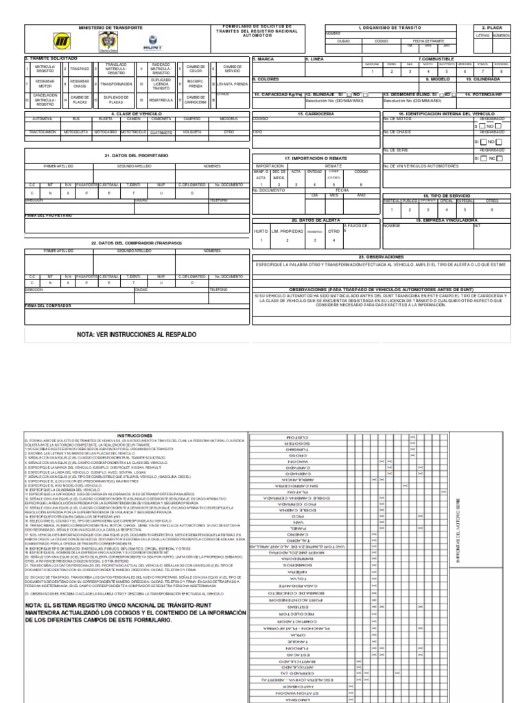 Formulario Tránsito PDF | PDF