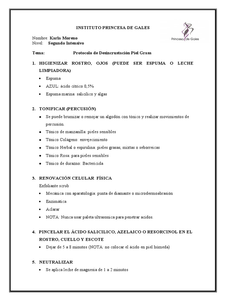 Protocolo de Desincrustación Piel Grasa | PDF