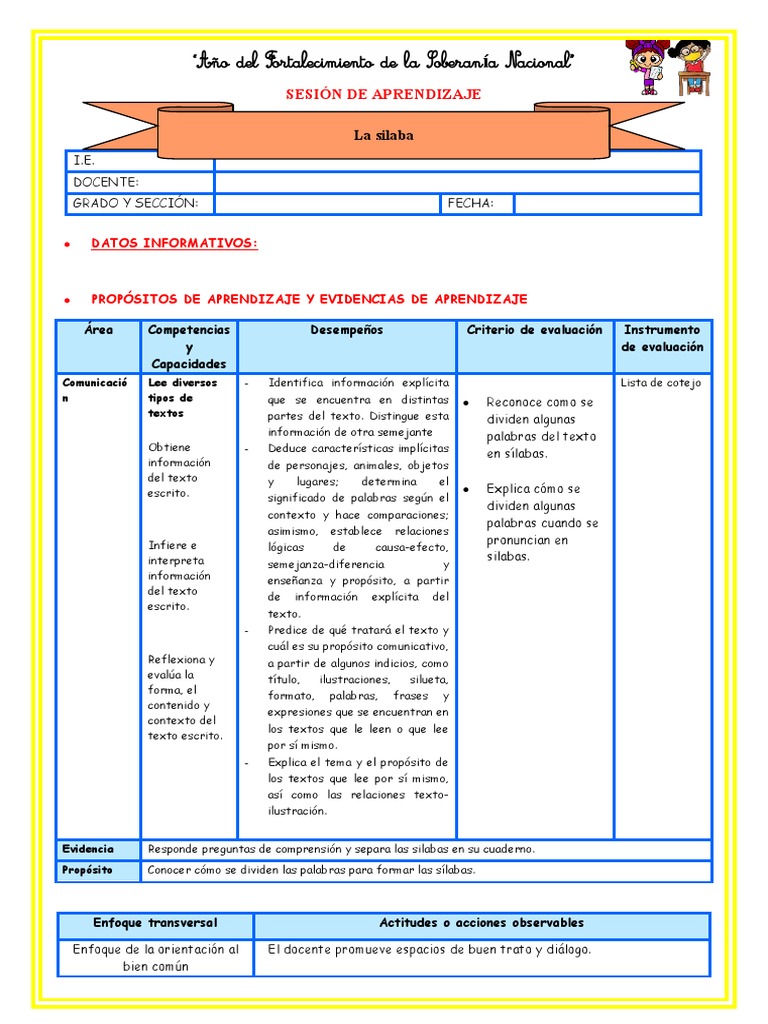 Aprendizaje de Sílabas en Clase | PDF | Artes del Lenguaje y ...
