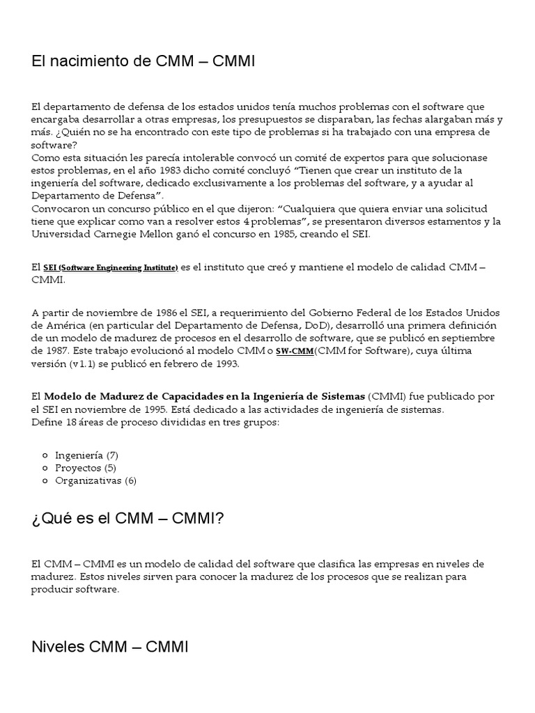 CMM y CMMI PDF | PDF | Crecimiento personal y profesional