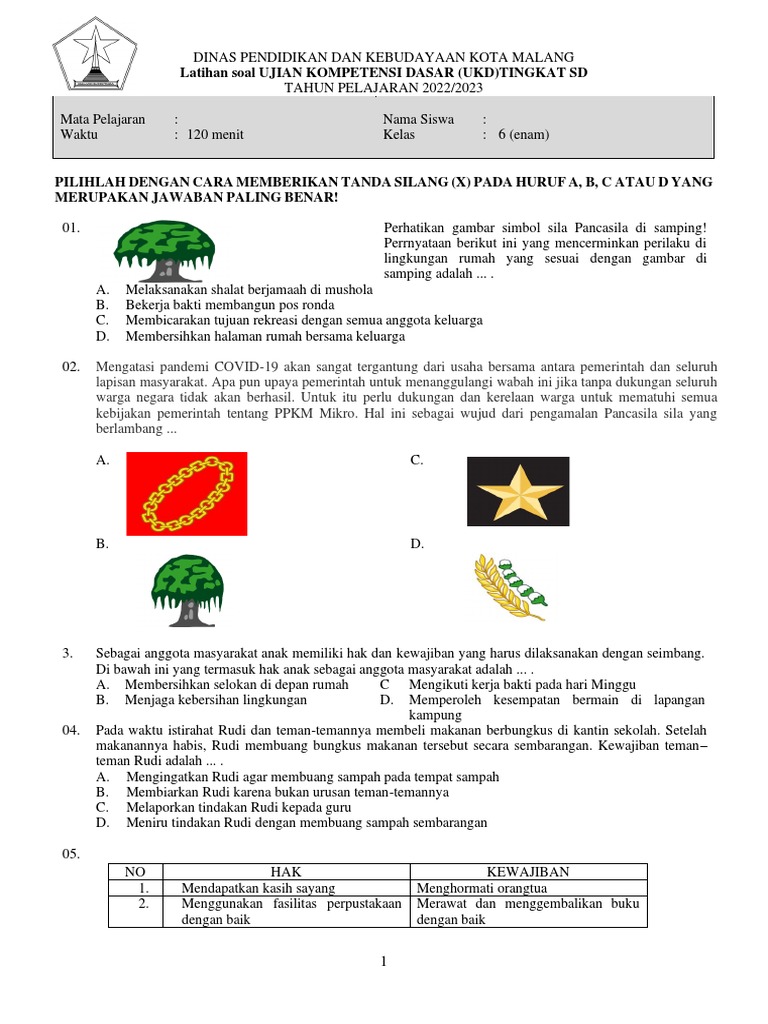 Latihan Persiapan Ukd-Pendidikan Pancasila PDF | PDF