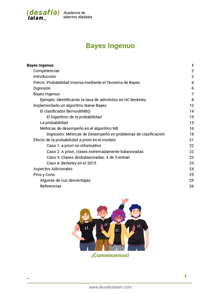 Lectura 1 - Bayes Ingenuo.pdf | PDF | Inferencia bayesiana | Estadísticas