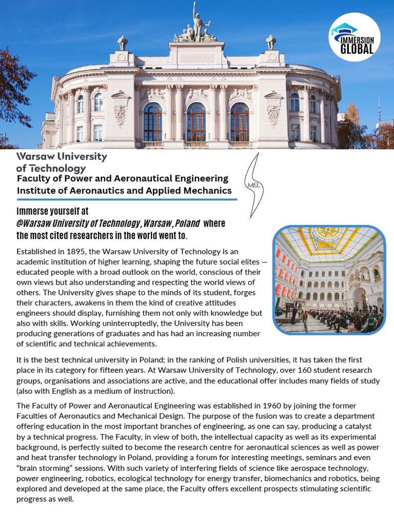 Warsaw University of Technology Immersion Program Details | PDF ...