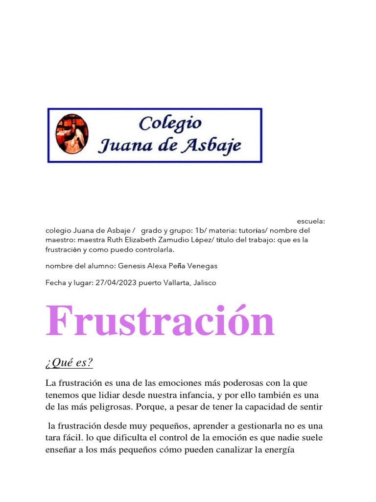 Frustación - Alexa 1b | PDF