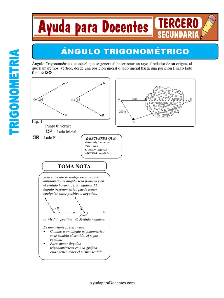 Angulo Trigonometrico para Tercero de Secundaria PDF | PDF | Ángulo | Trigonometría