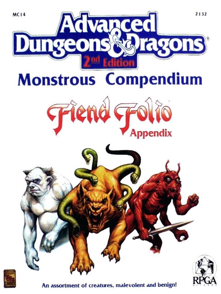 TSR Inc - AD&D 2nd Edition - Monstrous Compendium - Fiend Folio ...