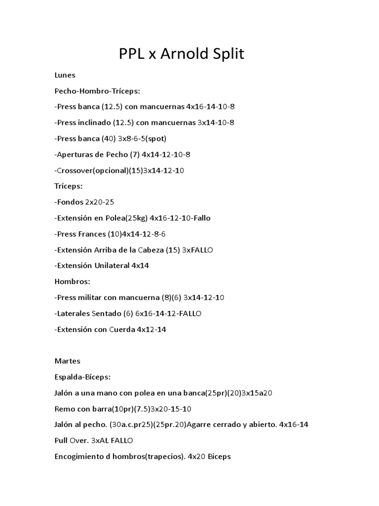 PPL X Arnold Split | PDF