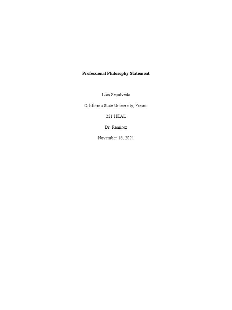 Professional Philosophy Statement | PDF