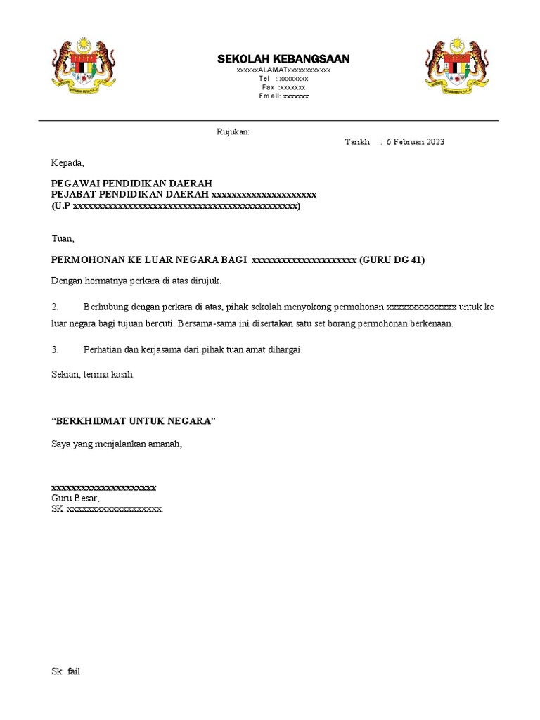 Contoh Surat Iringan Ke Luar Negara | PDF