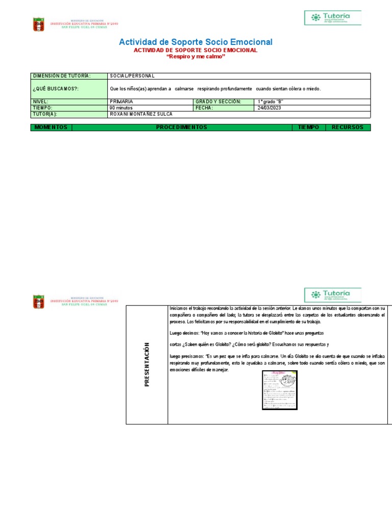 ACTIVIDAD Respiro y Me Calmo. | PDF