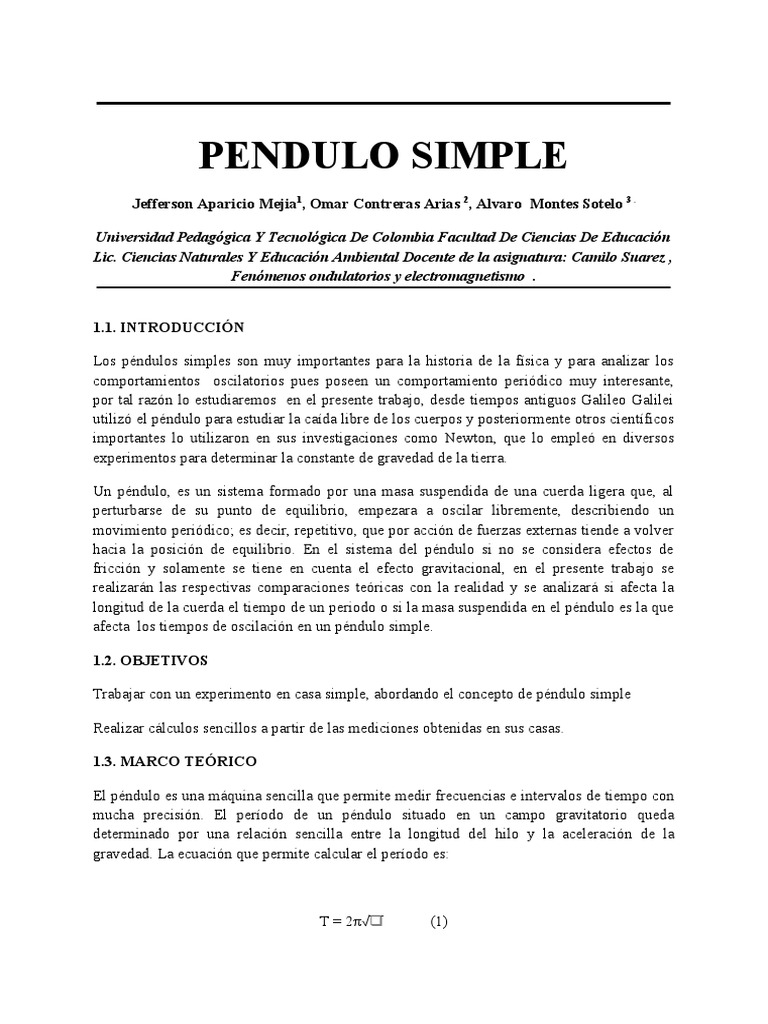 Pendulo Simple | PDF