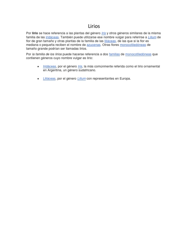 Tipos y características de lirios | PDF
