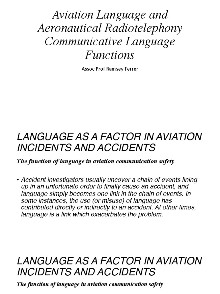 Aviation Language and Aeronautical Radiotelephony Communicative ...