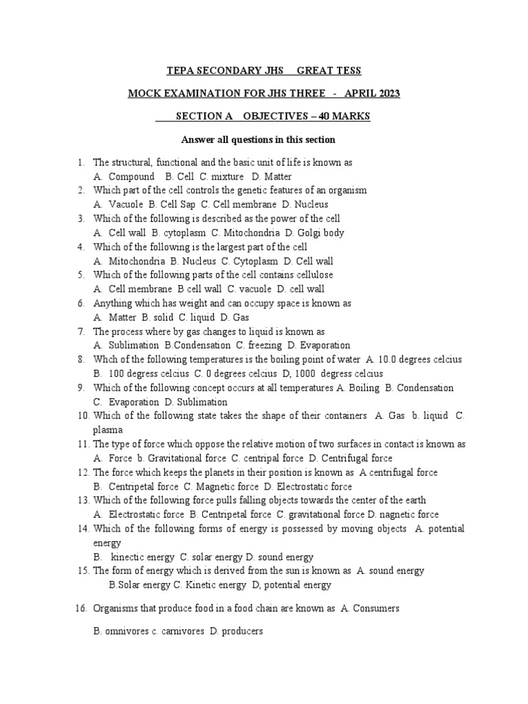 CORE MOCK EXAMS FOR JHS 3 APRIL 2023.docx | PDF CORE MOCK EXAMS FOR JHS 3 APRIL 2023.docx | PDF