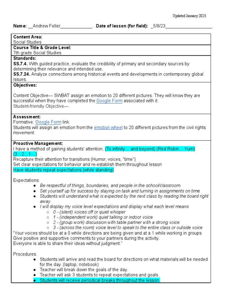 Andrew Feller Digital Strategy Portfolio Lesson Plan | PDF