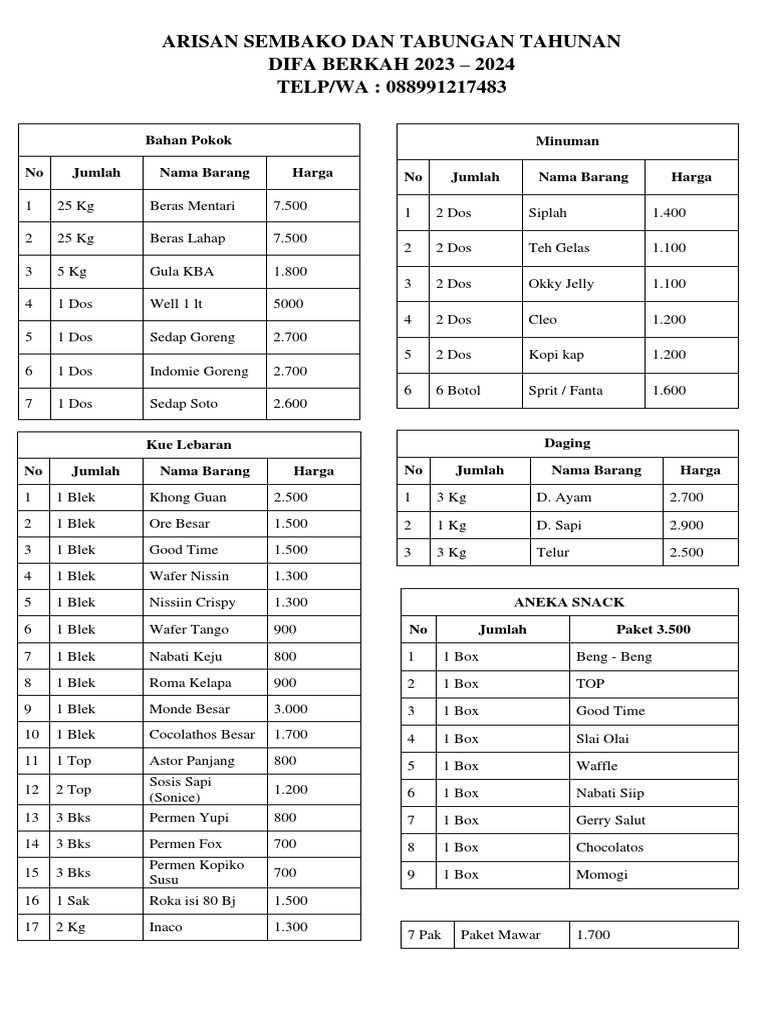 Arisan Sembako Dan Tabungan Tahunan PDF | PDF