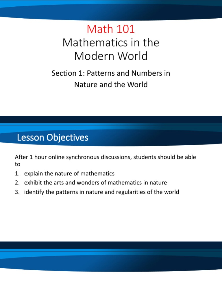 Math 101 Section 1: Patterns in Nature and the World | PDF