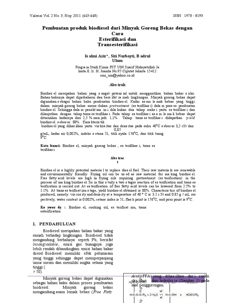 Reaksi Esterifikasi Dan Transterifikasi | PDF