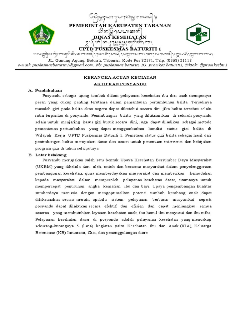 Kak Pembinaan Aktifkan Posyandu | PDF Kak Pembinaan Aktifkan Posyandu | PDF
