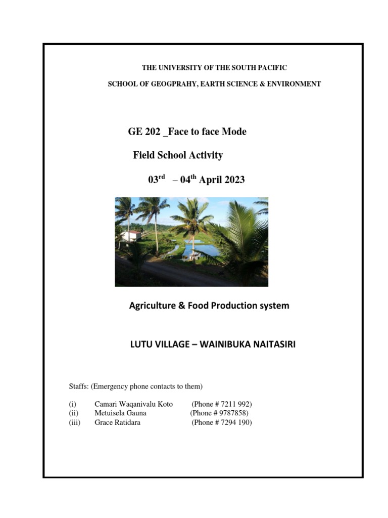Lutu Village Agriculture Field Trip | PDF