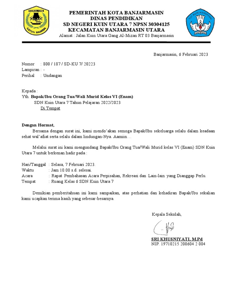 Surat Undangan Orang Tua | PDF Surat Undangan Orang Tua | PDF
