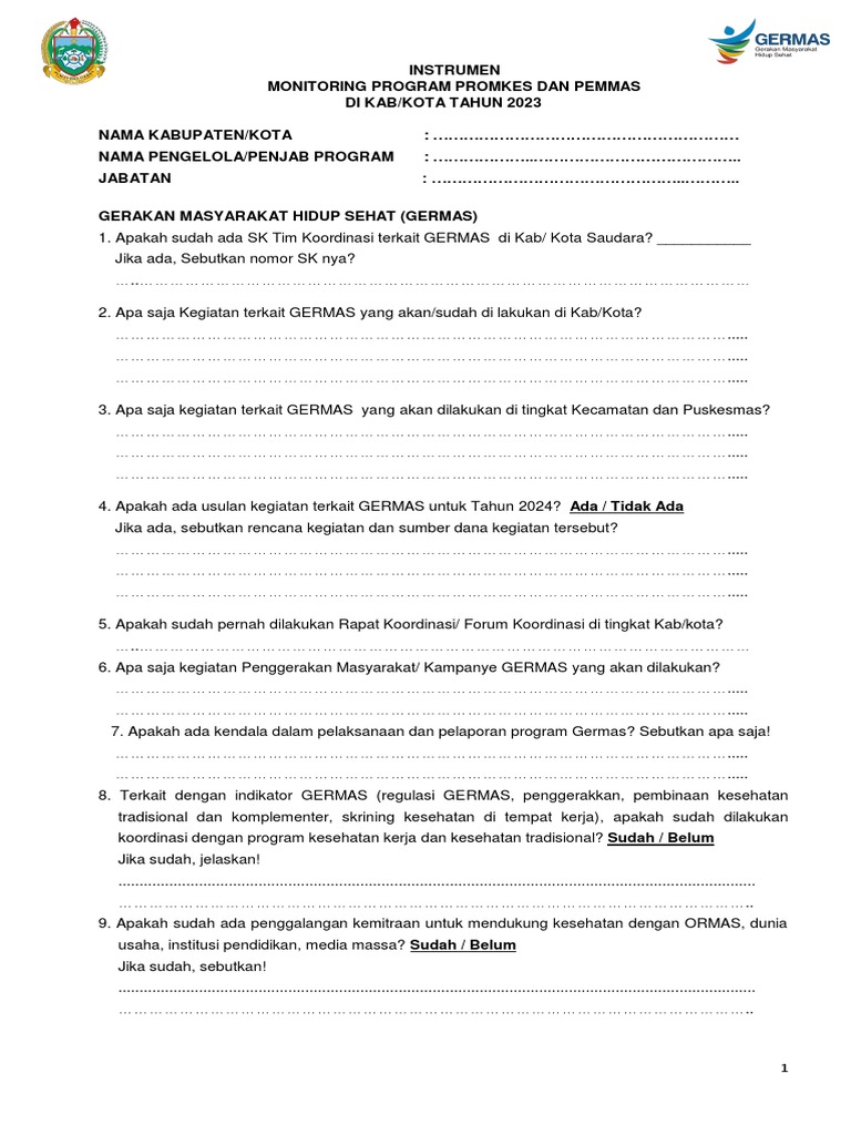 Monitoring Program Promkes 2023 | PDF