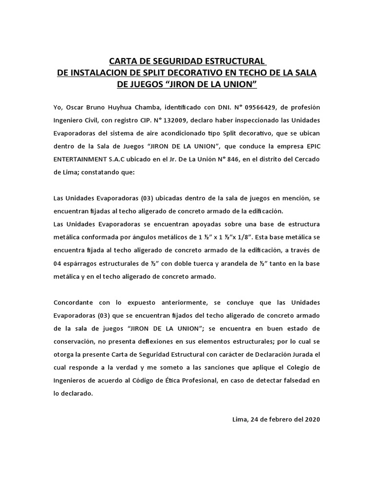 Carta de Seguridad Estructural | PDF