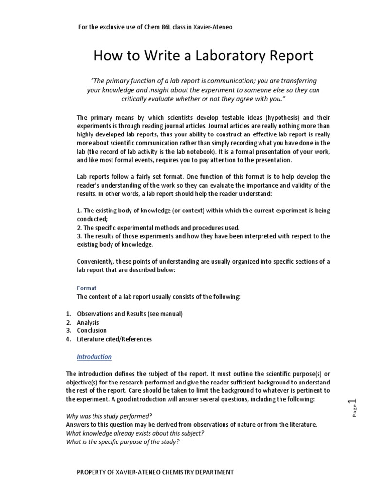 How To Write A Lab Report | PDF