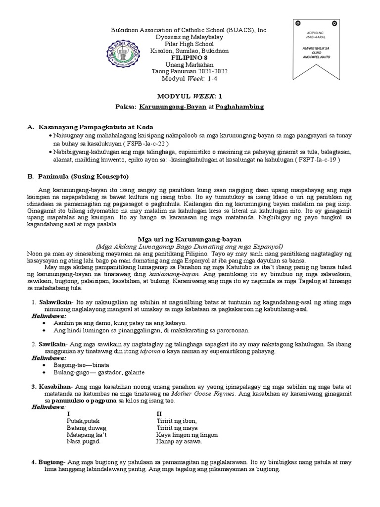 G8 Q1 Week 1-4 | PDF