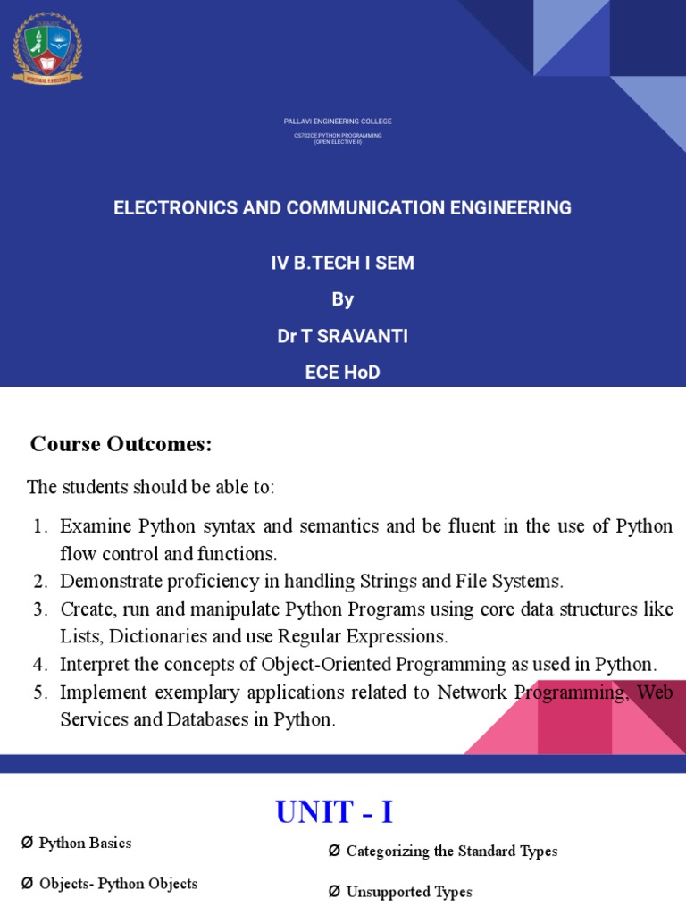 Python Programming Unit 1 | PDF Python Programming Unit 1 | PDF