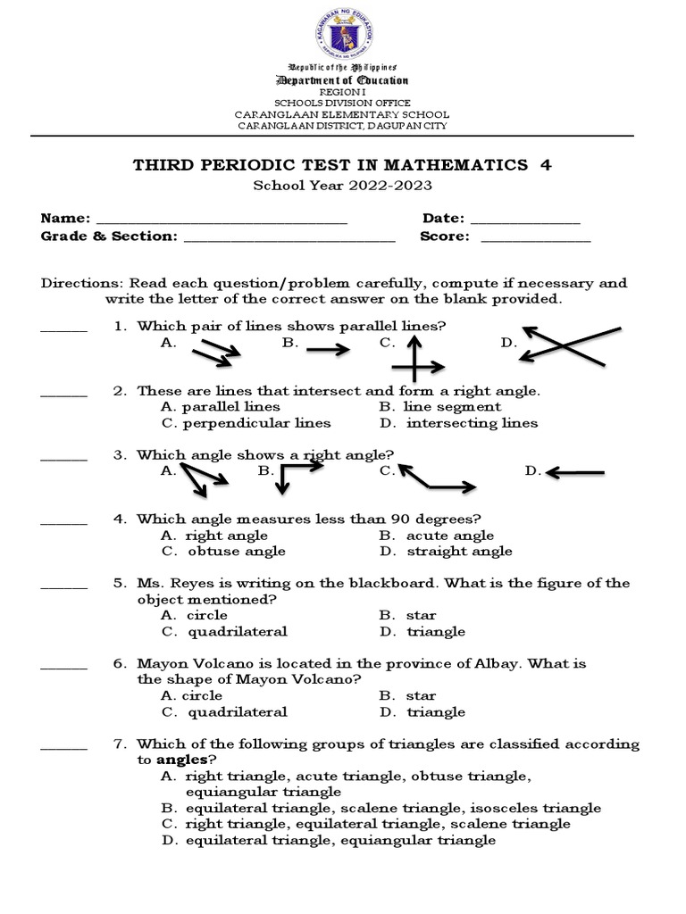 Third Periodic Test in Math 4 Belle | PDF
